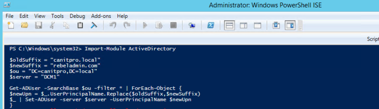 How to change UPN (User Principle Name) suffix for entire domain ...