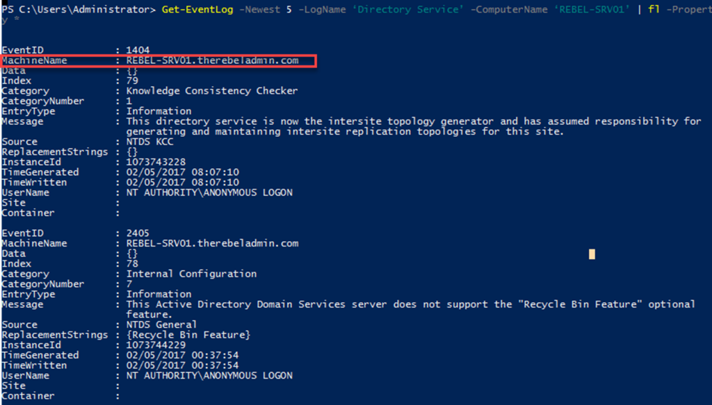 Review Active Directory Domain Service Events with PowerShell - REBELADMIN