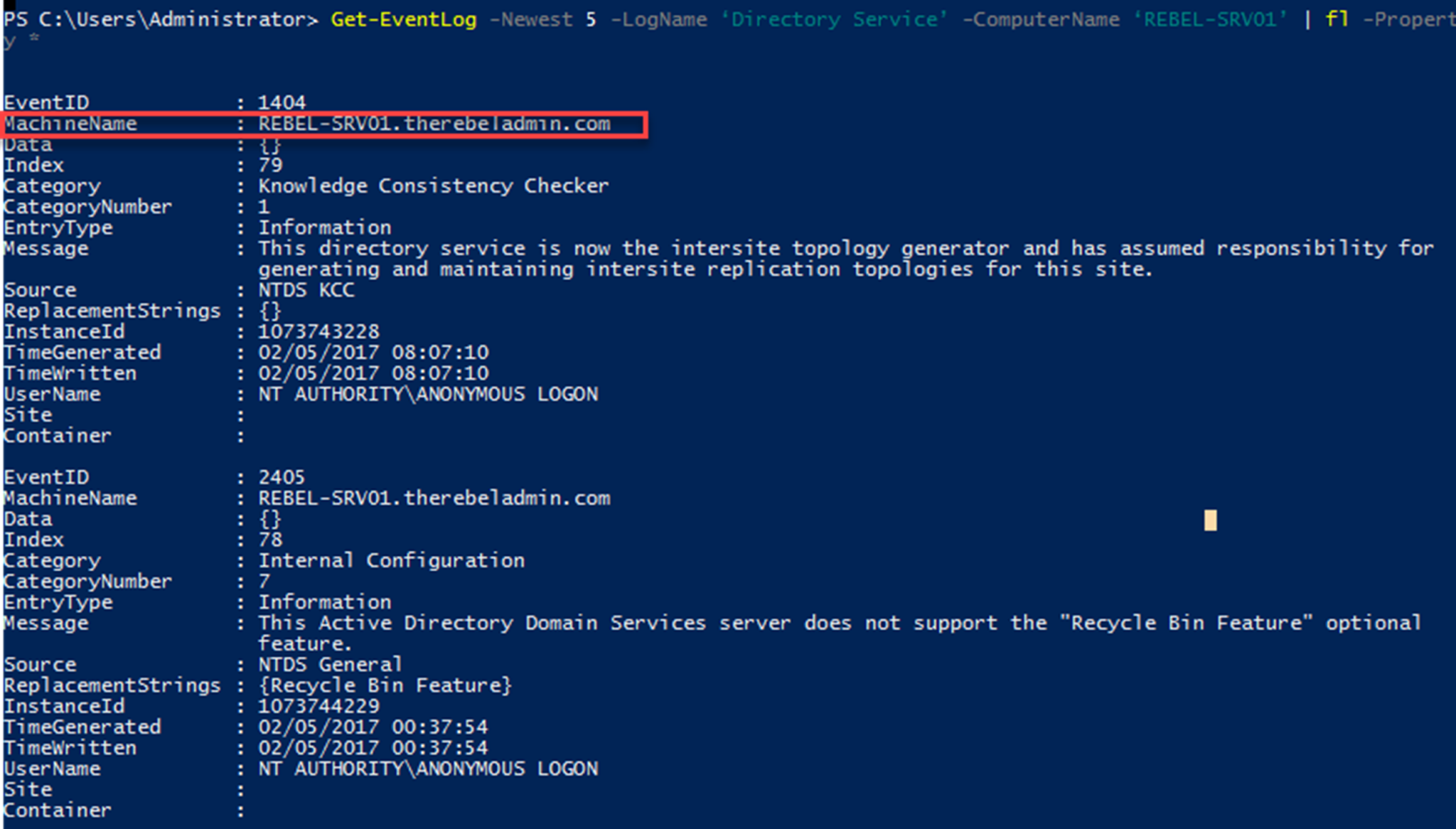 Review Active Directory Domain Service Events with PowerShell - REBELADMIN