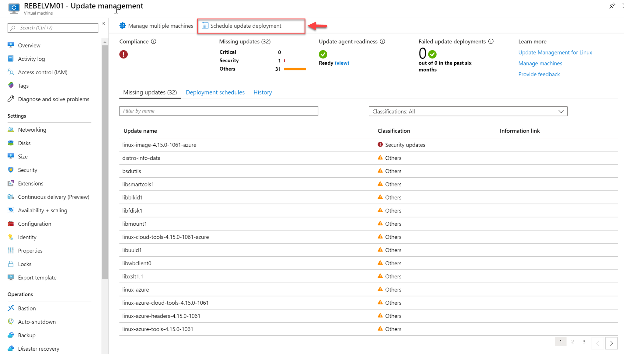 Step By Step Guide How To Update An Azure Linux Vm Using Update Management Rebeladmin