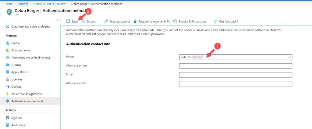 Azure Azure Active Directory Password-less authentication using SMS