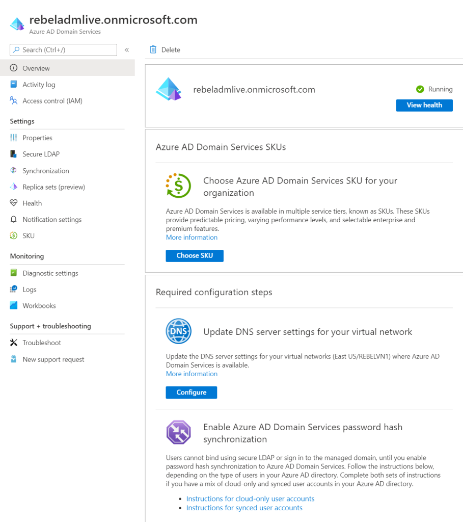 Azure Active Directory Domain Services resiliency with replica sets