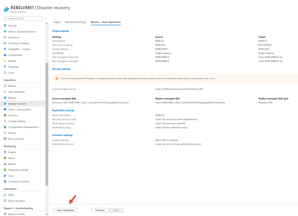 How to replicate encrypted Azure VM to a secondary Azure Region?