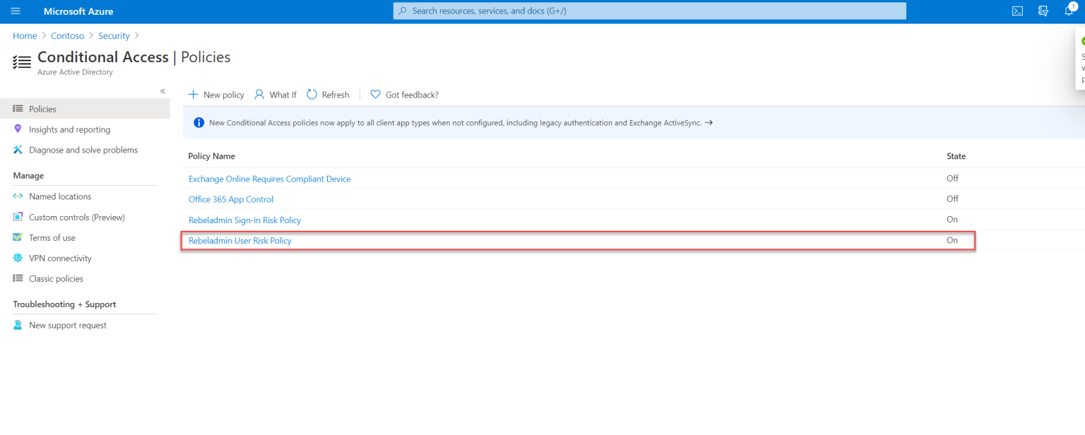 How to configure user risk-based Azure conditional access policies?