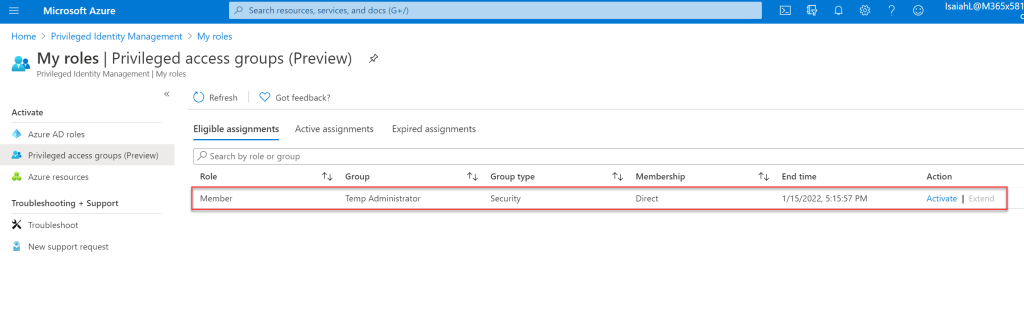 Manage Privileged access groups with Azure AD PIM