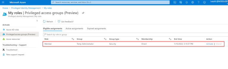 Manage Privileged access groups with Azure AD PIM