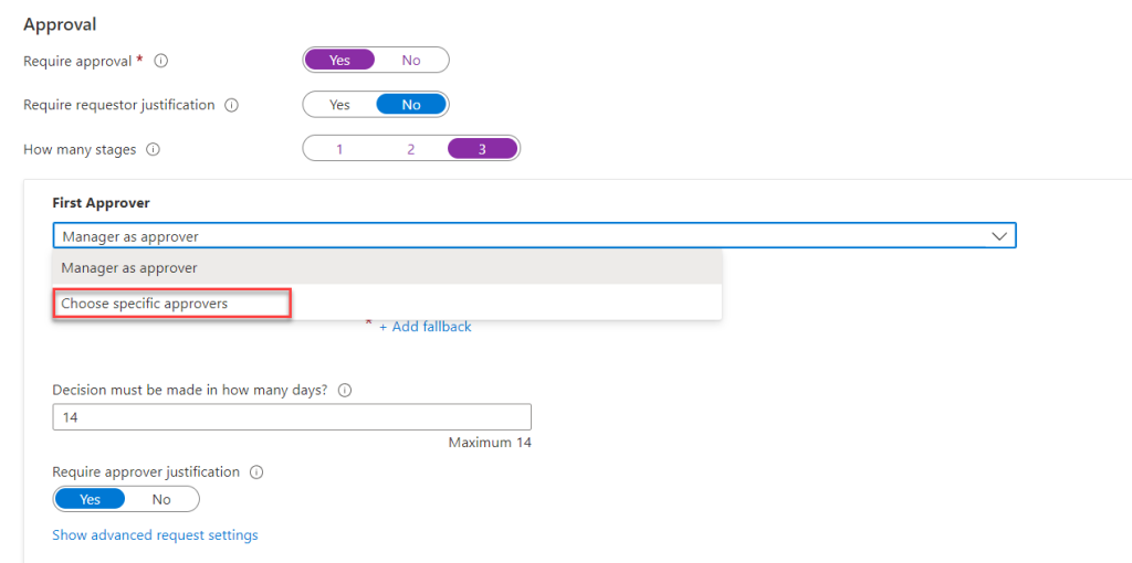 Entra ID access packages - Three-stage approval process