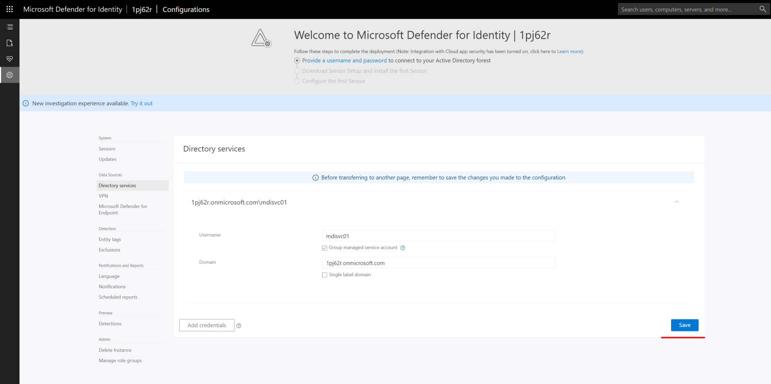 MDI Sensor installation - Microsoft Defender for Identity Part 05