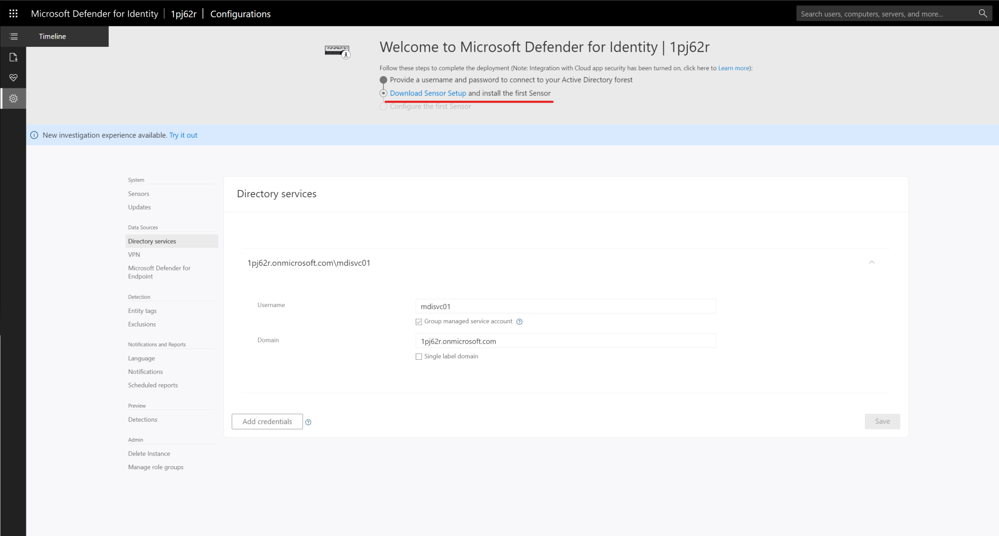 MDI Sensor installation - Microsoft Defender for Identity Part 05
