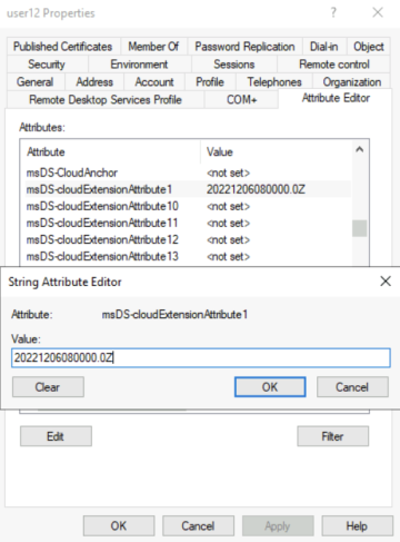Synchronize value for employeeHireDate attribute